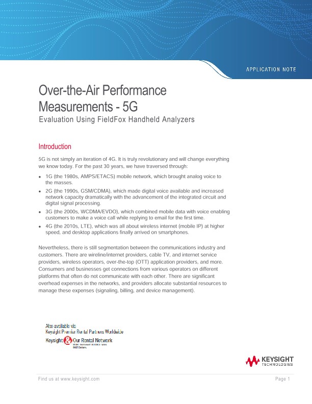 Over-the-Air Performance Measurement - 5G PDF Asset Page | Keysight